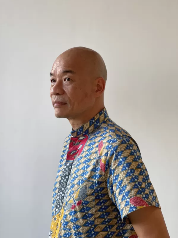 Batik Blue Geometry (Blue/Brown) - Baju Langkawi